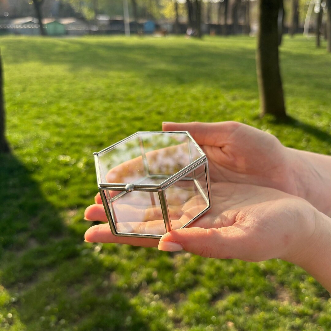 Hexagon Glass Ring Box Engagement Wedding Ring Box, Geometric Ring Box ...