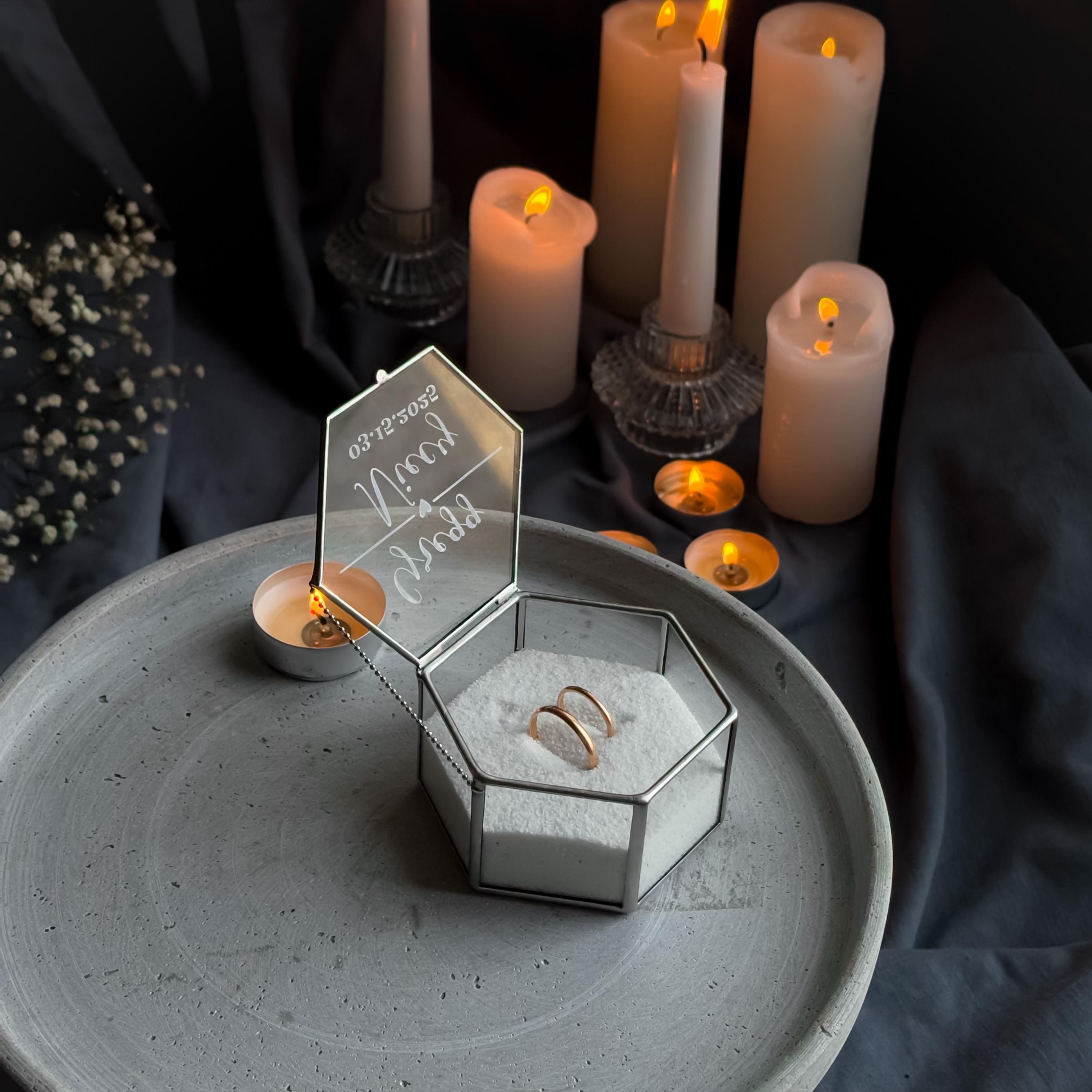 Personalized Glass Wedding Ring Box: Modern Ceremony Decor, Bridal ...