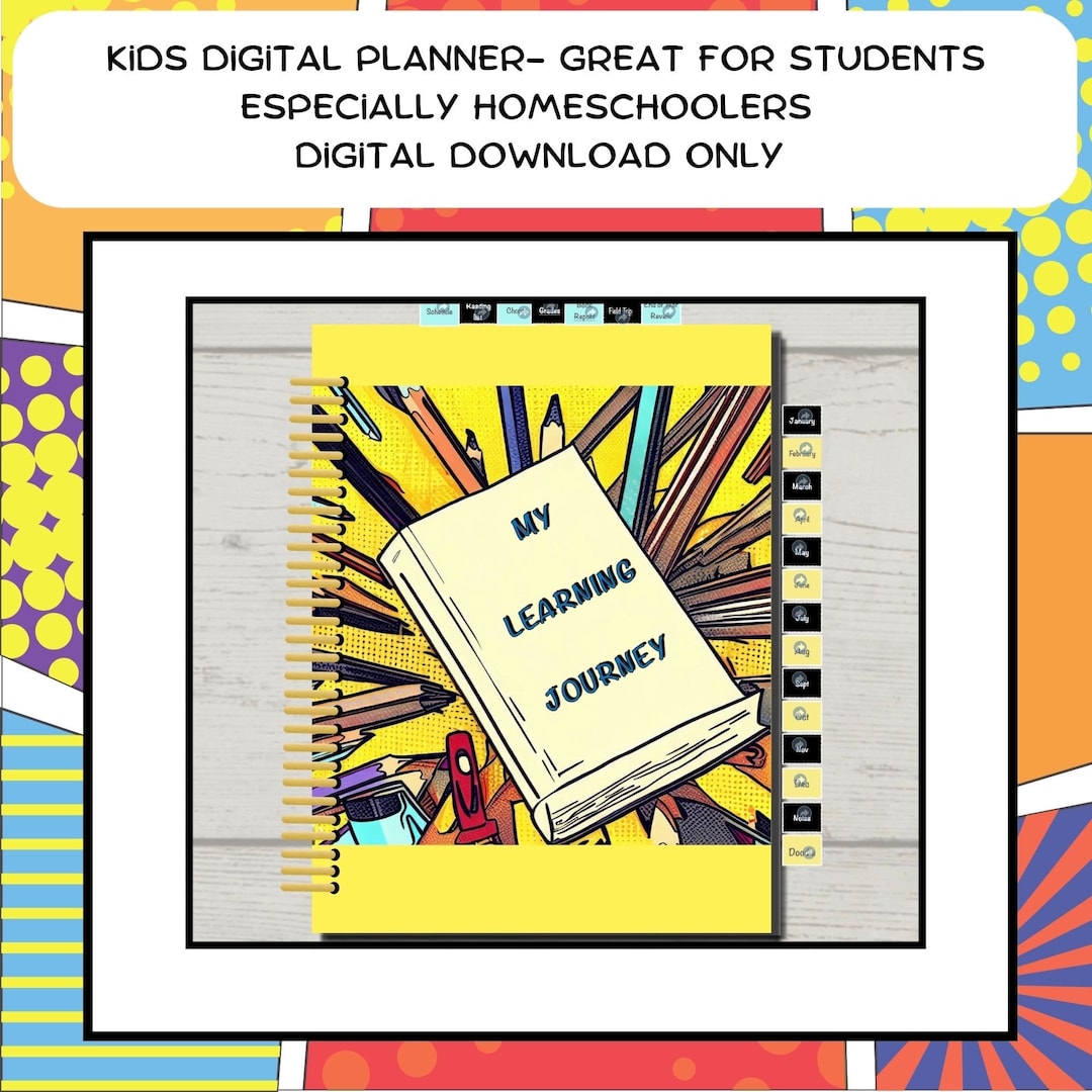 Colorful Kids Student Digital Planner With Comic Book Style Cover ...