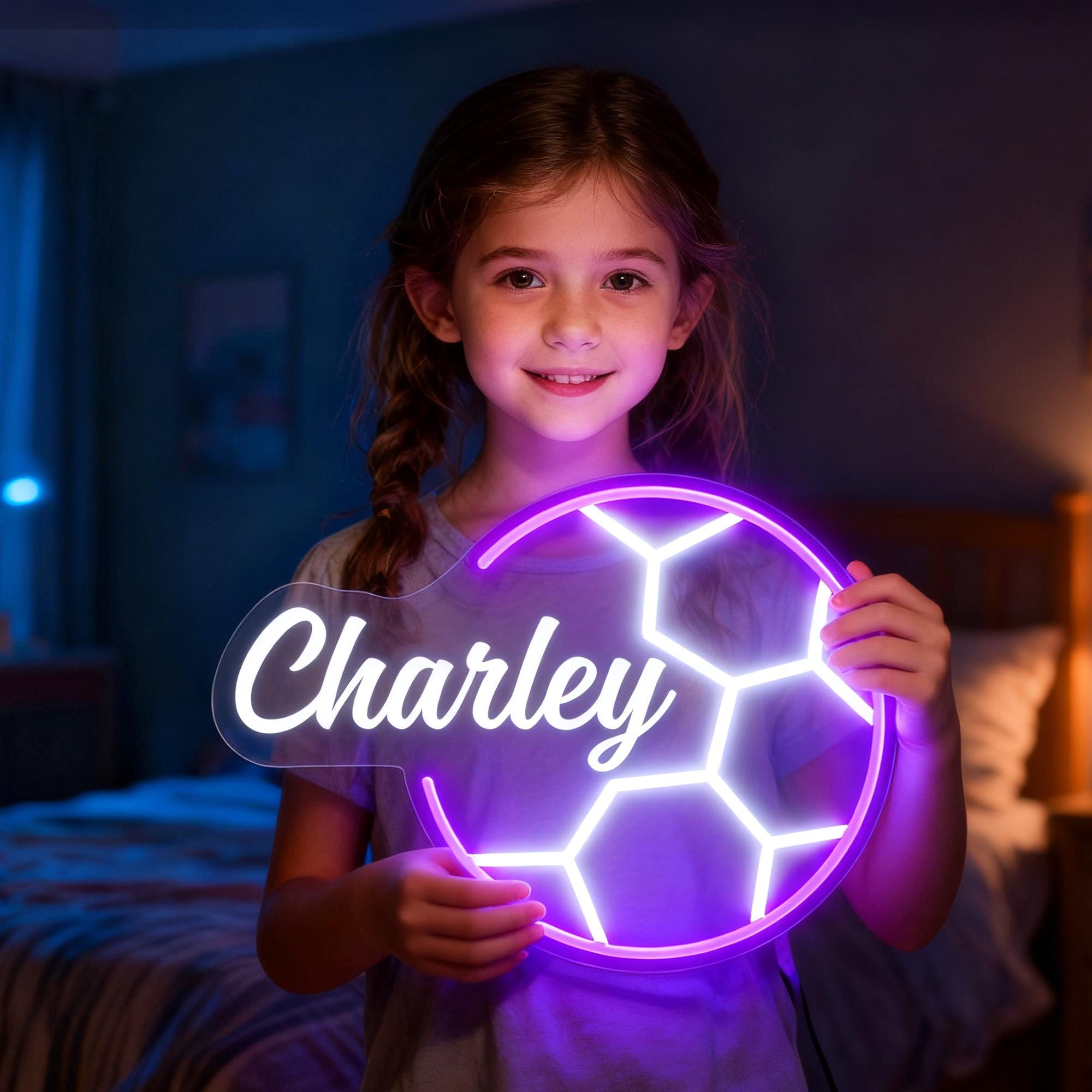 Custom Soccer Name Neon Sign,football UV Printing LED Name Sign,sports ...