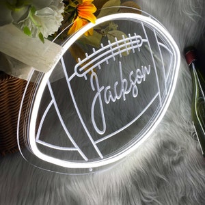 Custom Rugby Ball Engrave Neon Sign, Personalized Gifts, Football Room ...