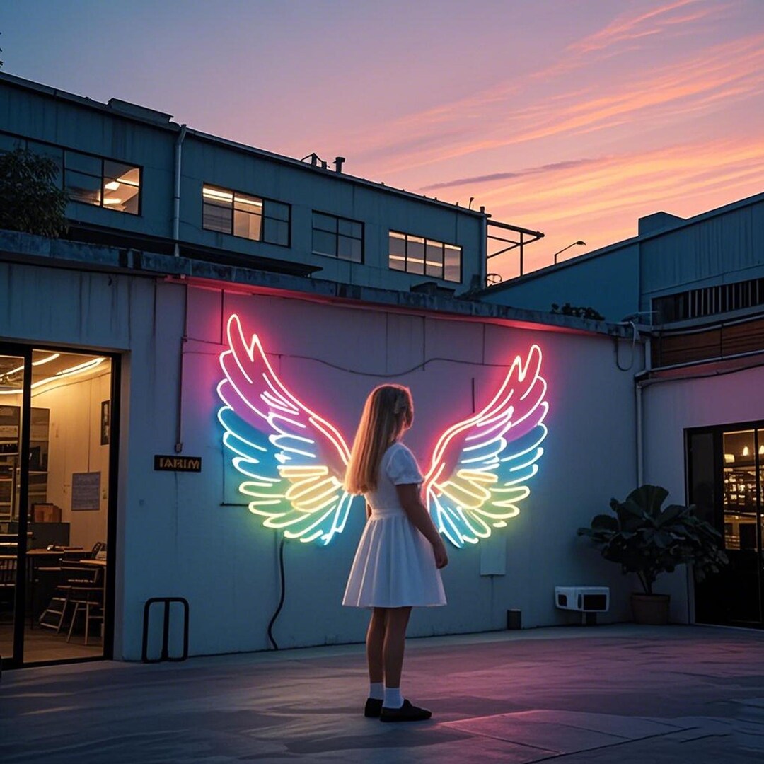 Custom Angel Wings and Halo Neon Sign,angel Wings Neon Sign,angel Neon ...