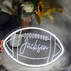 Custom Rugby Ball Engrave Neon Sign, Personalized Gifts, Football Room ...