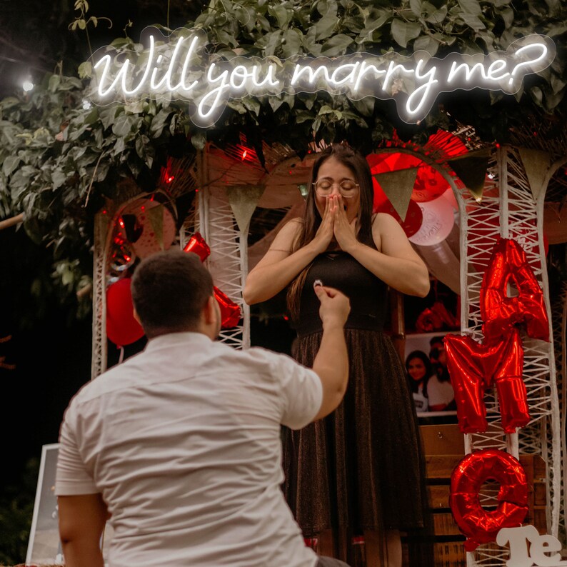 Will You Marry Me Wedding Neon Sign Valentines Day Decor - Etsy