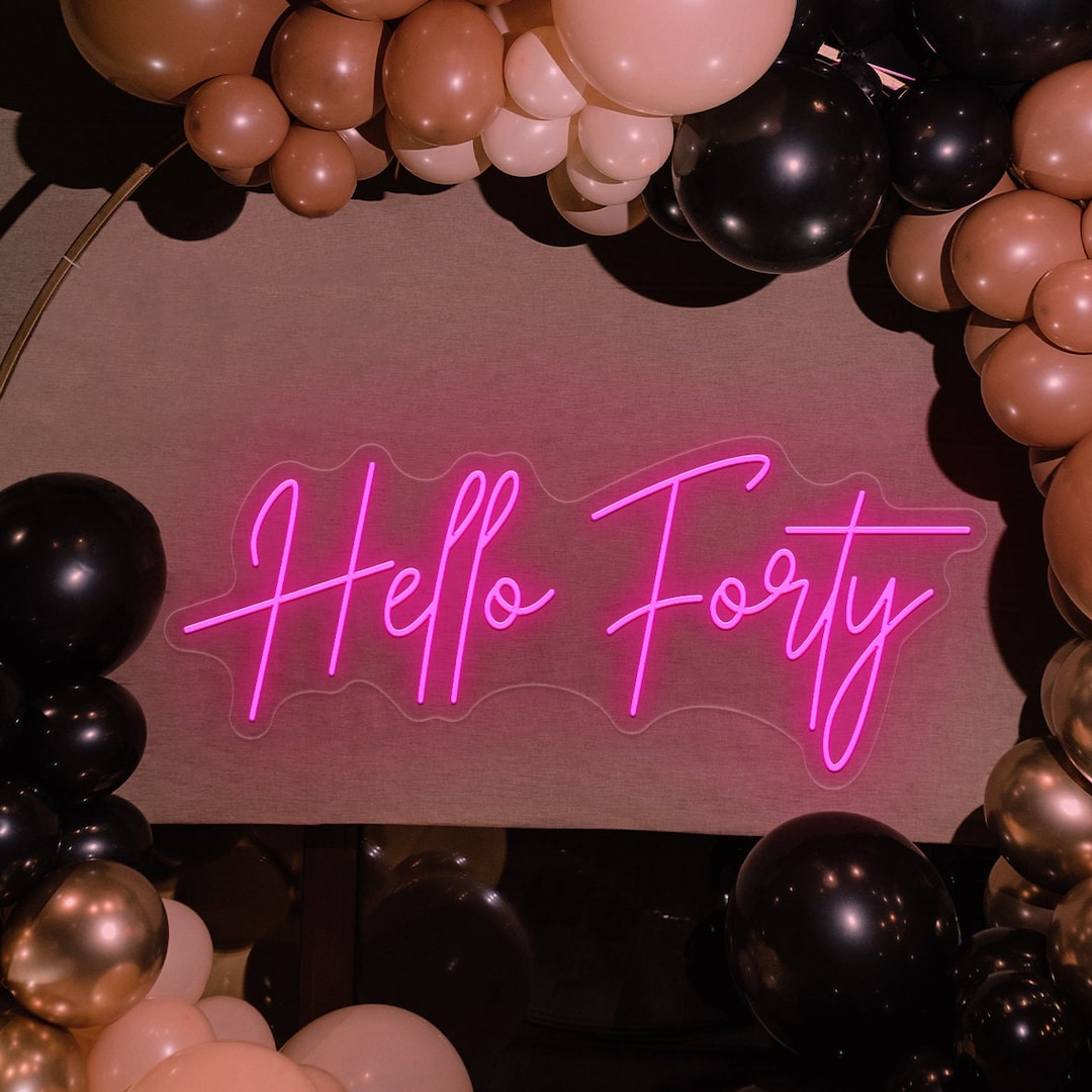 Hello Forty Neon Sign for Birthday Party Decor, Personalized Gifts ...