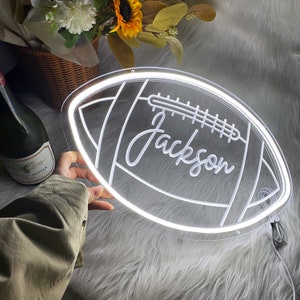 Custom Rugby Ball Engrave Neon Sign, Personalized Gifts, Football Room ...