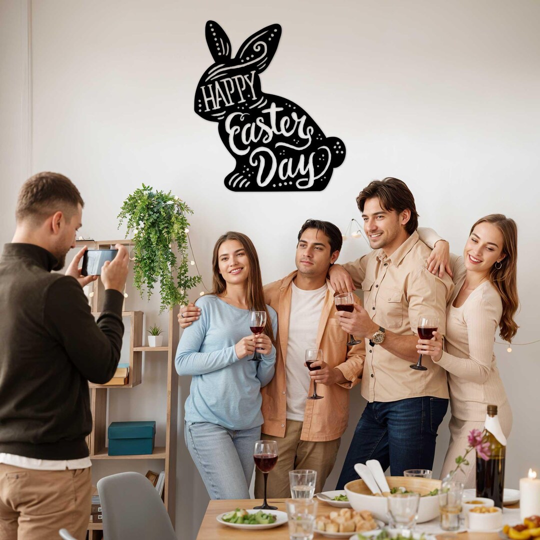 Modern Personalized Easter Metal Sign, Custom Name Easter Bunny Metal ...