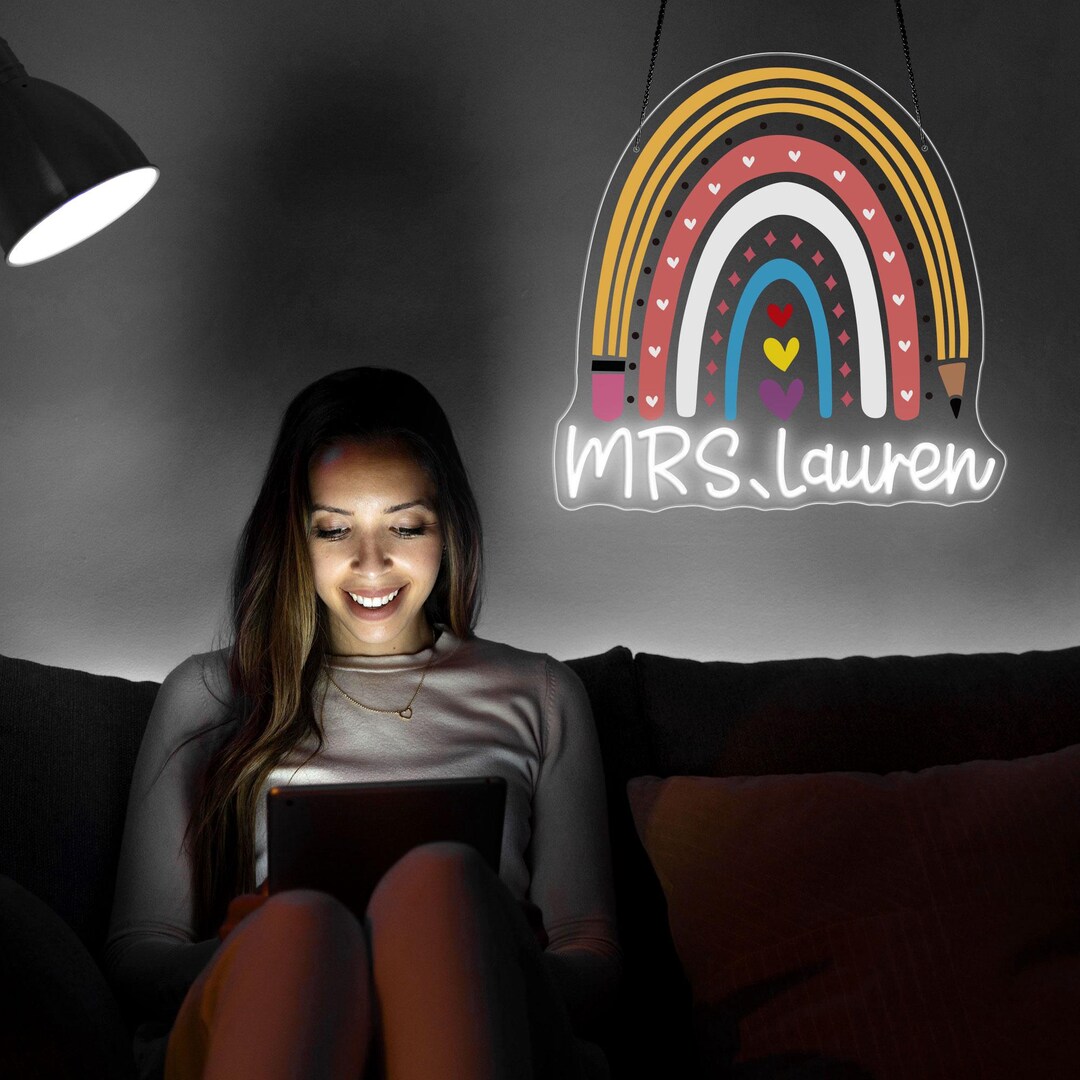 Personalized Teacher Classroom Neon Sign, Teacher Name Sign, Classroom ...
