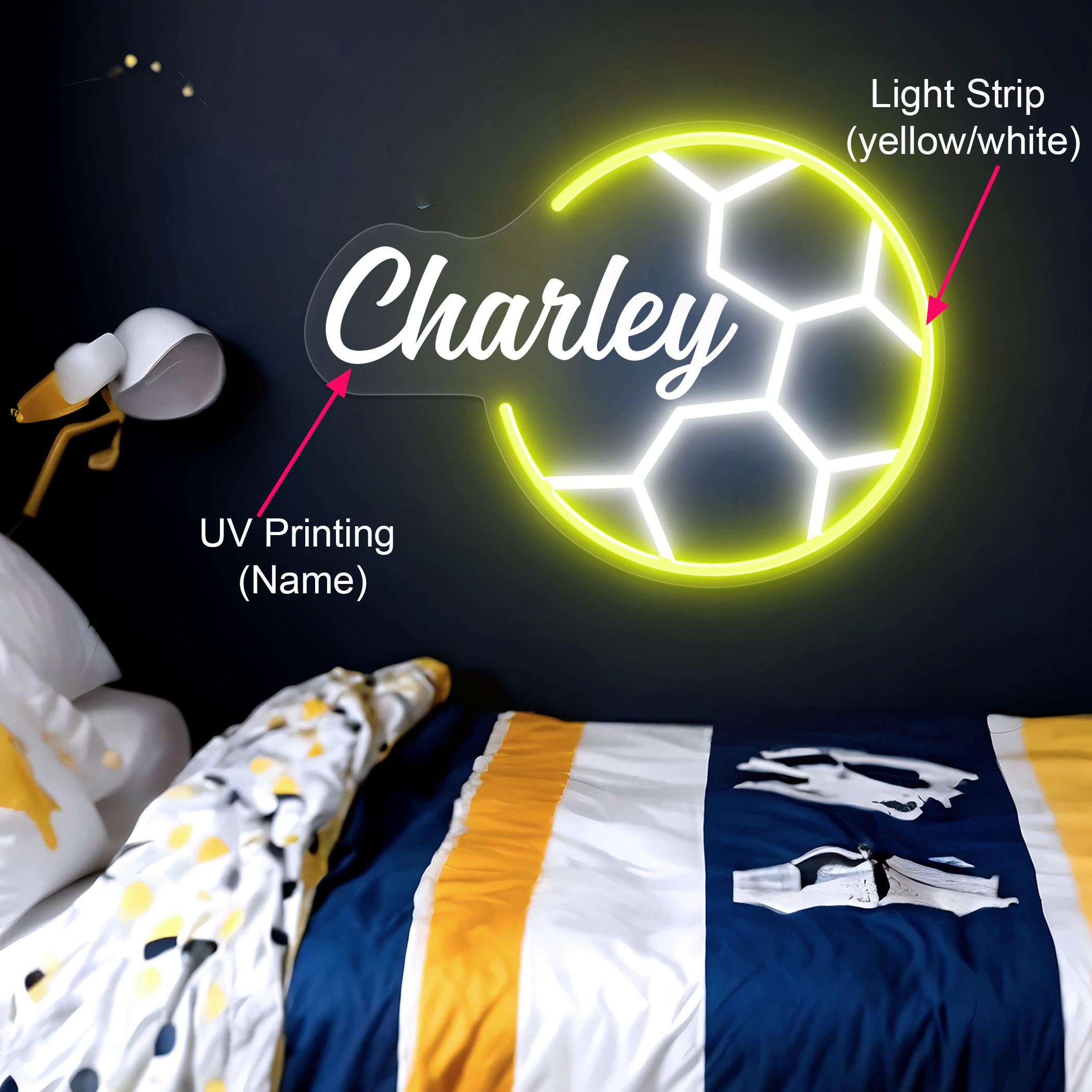 Custom Soccer Name Neon Sign,football UV Printing LED Name Sign,sports ...