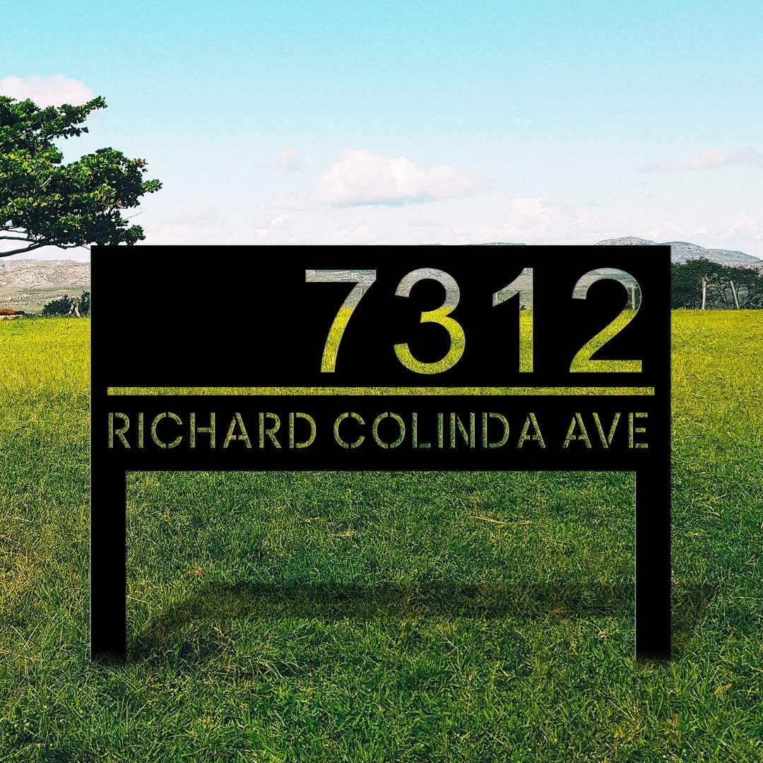 Personalized Metal Adress Sign With Stakes, Home Address Sign, Sign for ...