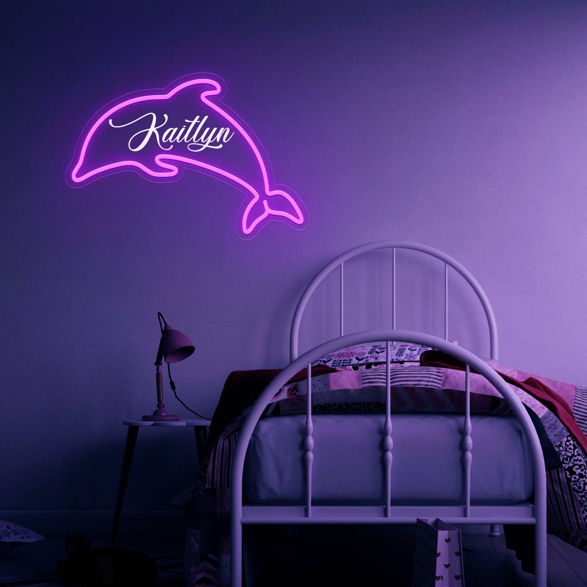Custom Name Neon Sign Dolphin Light, Personalized Gifts, Custom UV Neon ...
