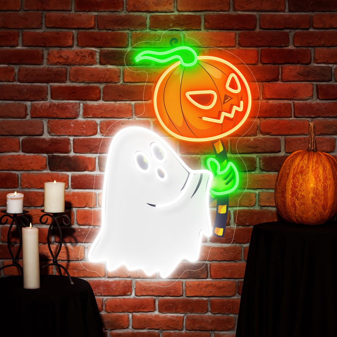 Cute Ghost Pumpkin Halloween Neon Sign, Personalized Gifts, Halloween ...