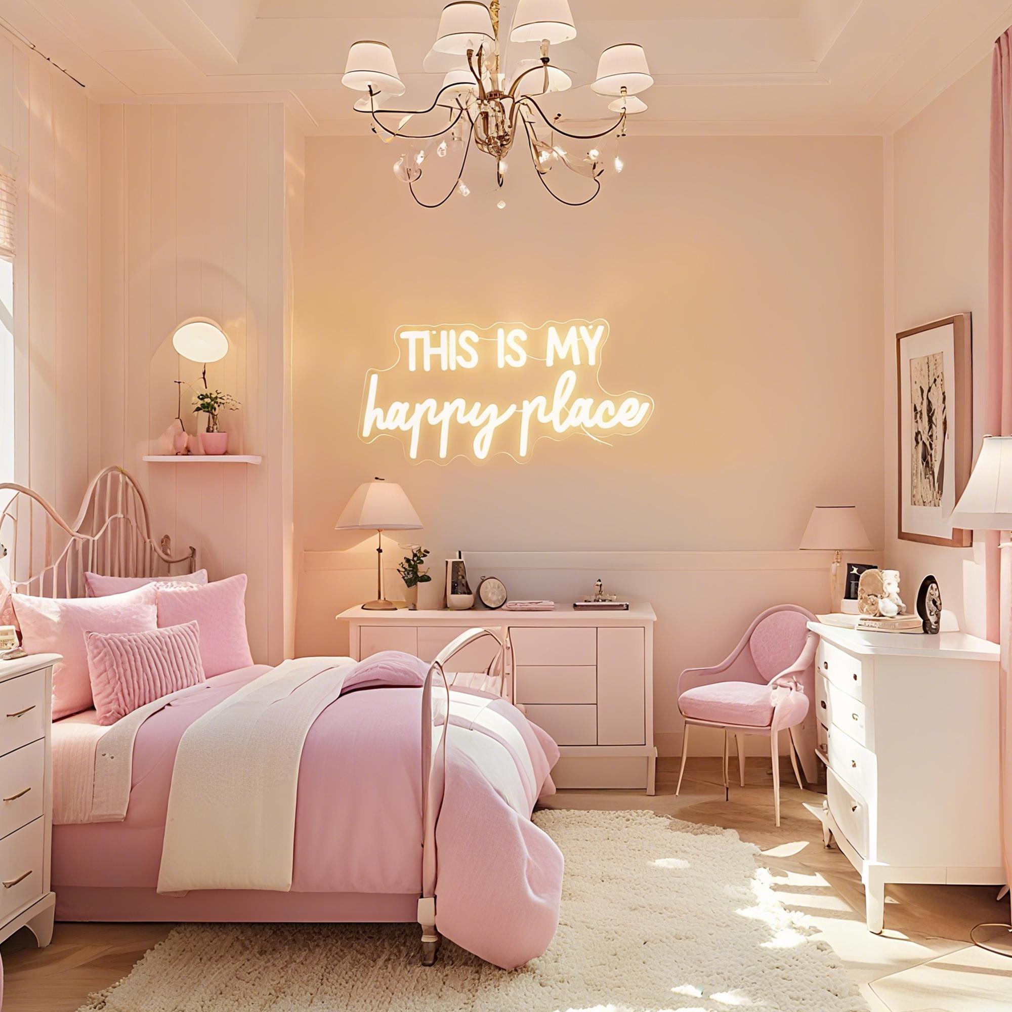 This is My Happy Place Neon Sign, Happy Home Sign Gift, Living Room ...