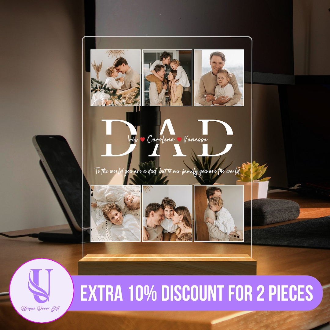 Personalized Photo Collage, Dad Photo Gift, Customized Frame & Photo ...