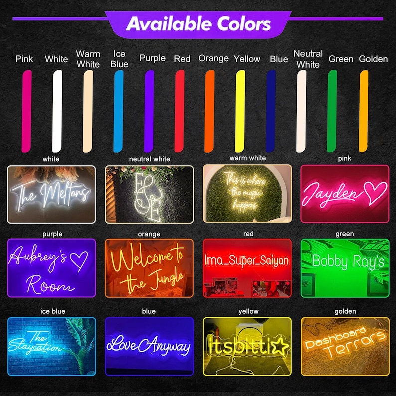 Custom Last Name Neon Sign, Neon Sign Custom Wedding, Family Name Sign ...