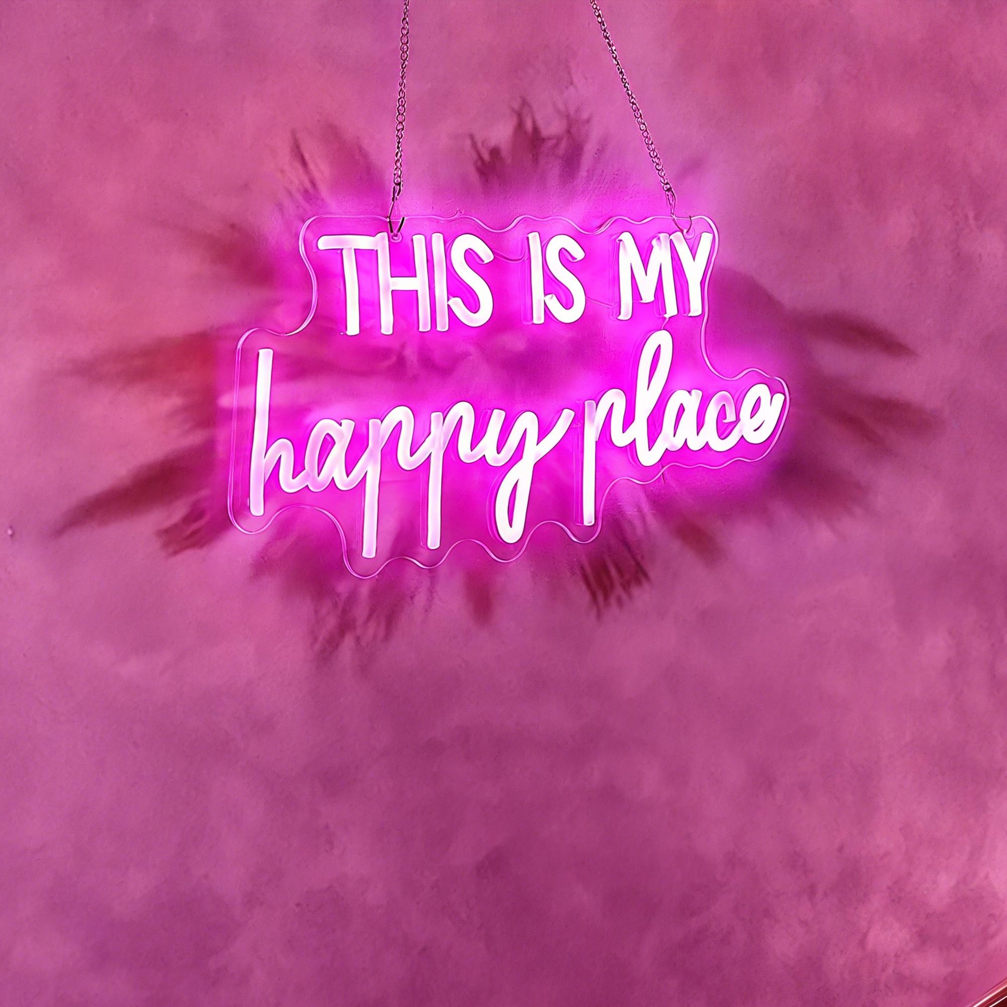 This is My Happy Place Neon Sign, Happy Home Sign Gift, Living Room ...