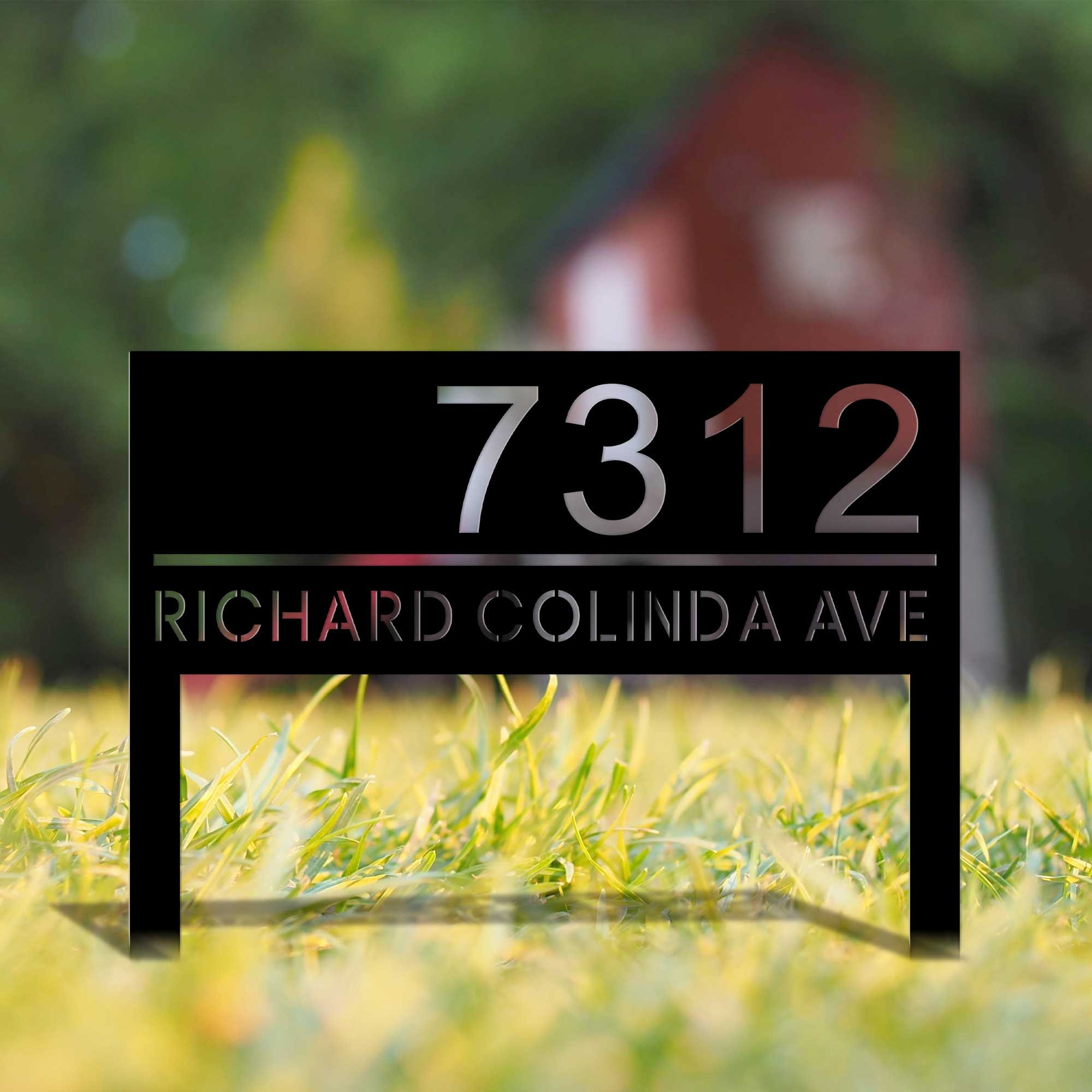 Personalized Metal Adress Sign With Stakes, Home Address Sign, Sign for ...