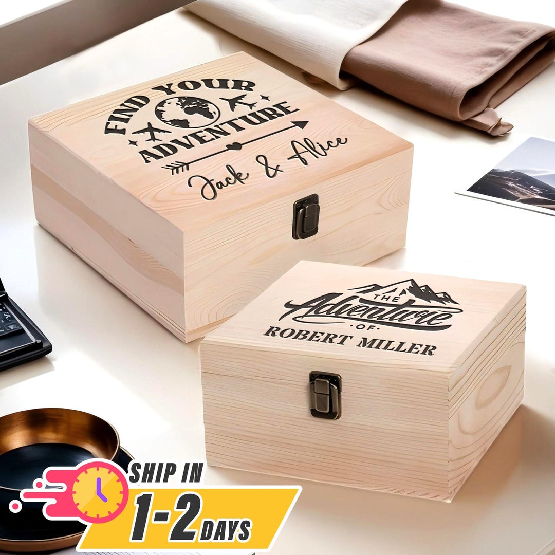 Custom Wooden Travel Memory Box, Personalized Wedding Gift, Travel Gift ...