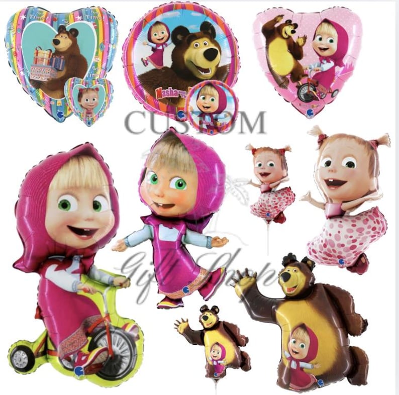 Masha and the Bear Party Balloons - Birthday Decorations for Kids - Etsy