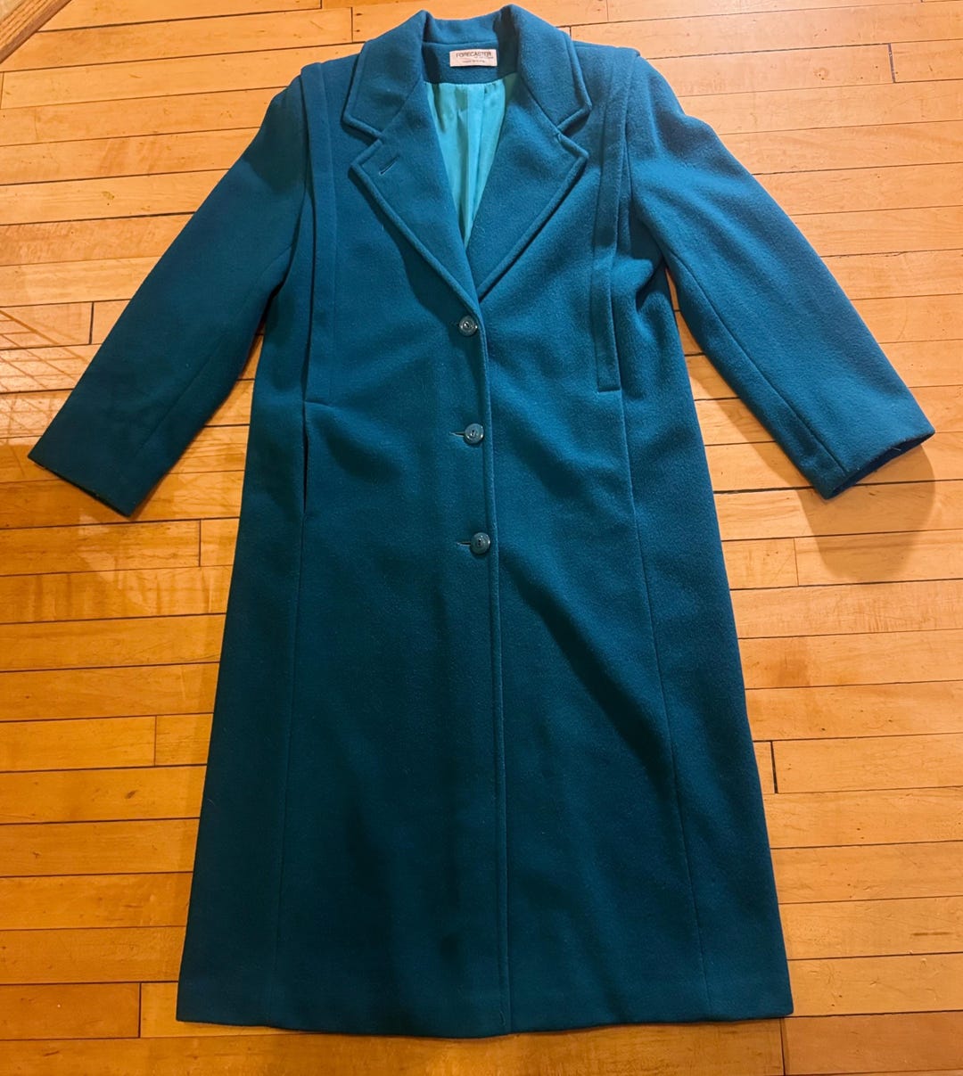 Vintage 80s 1980s Forecaster of Boston Full Length Wool Overcoat Trench ...