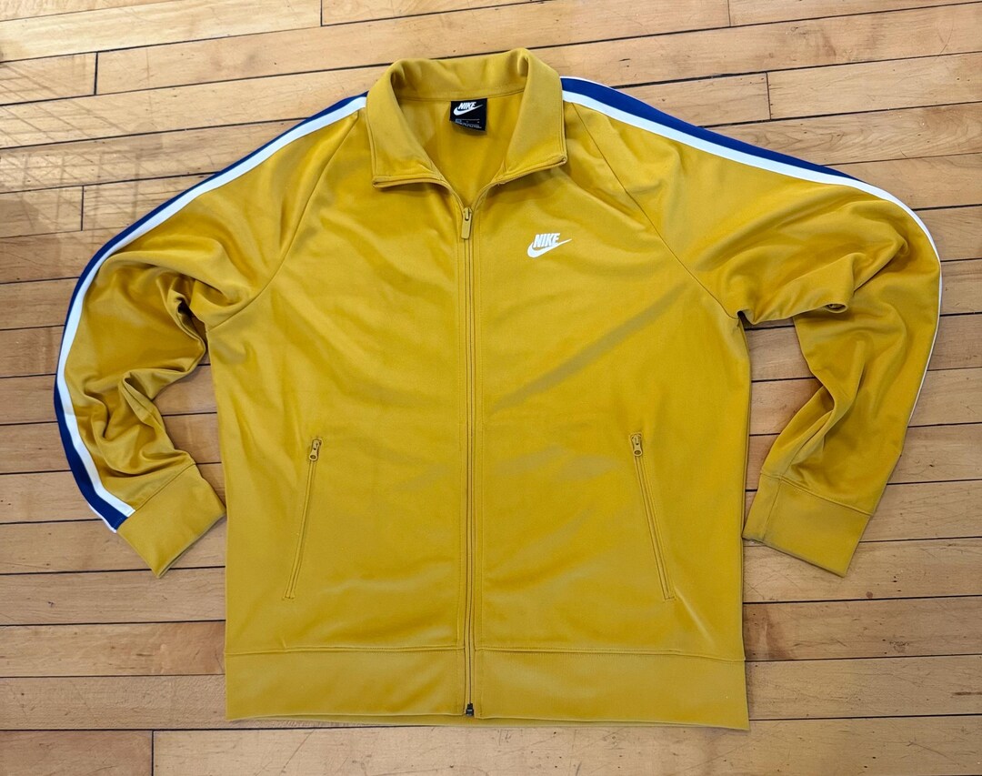 Vintage Y2K Mens Nike Mustard Yellow Track Jacket W/ Mini Swoosh ...