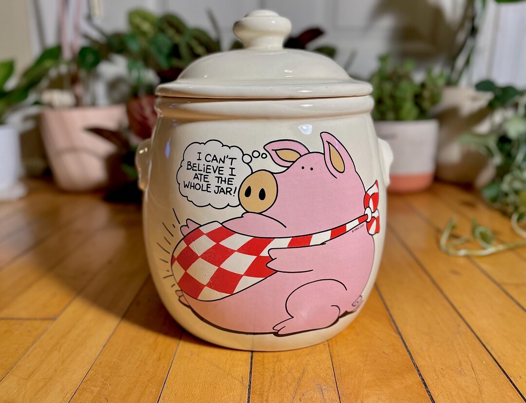 Vintage 80s 1984 Pig Cookie Jar “I Cant Believe I Ate the Whole Jar ...