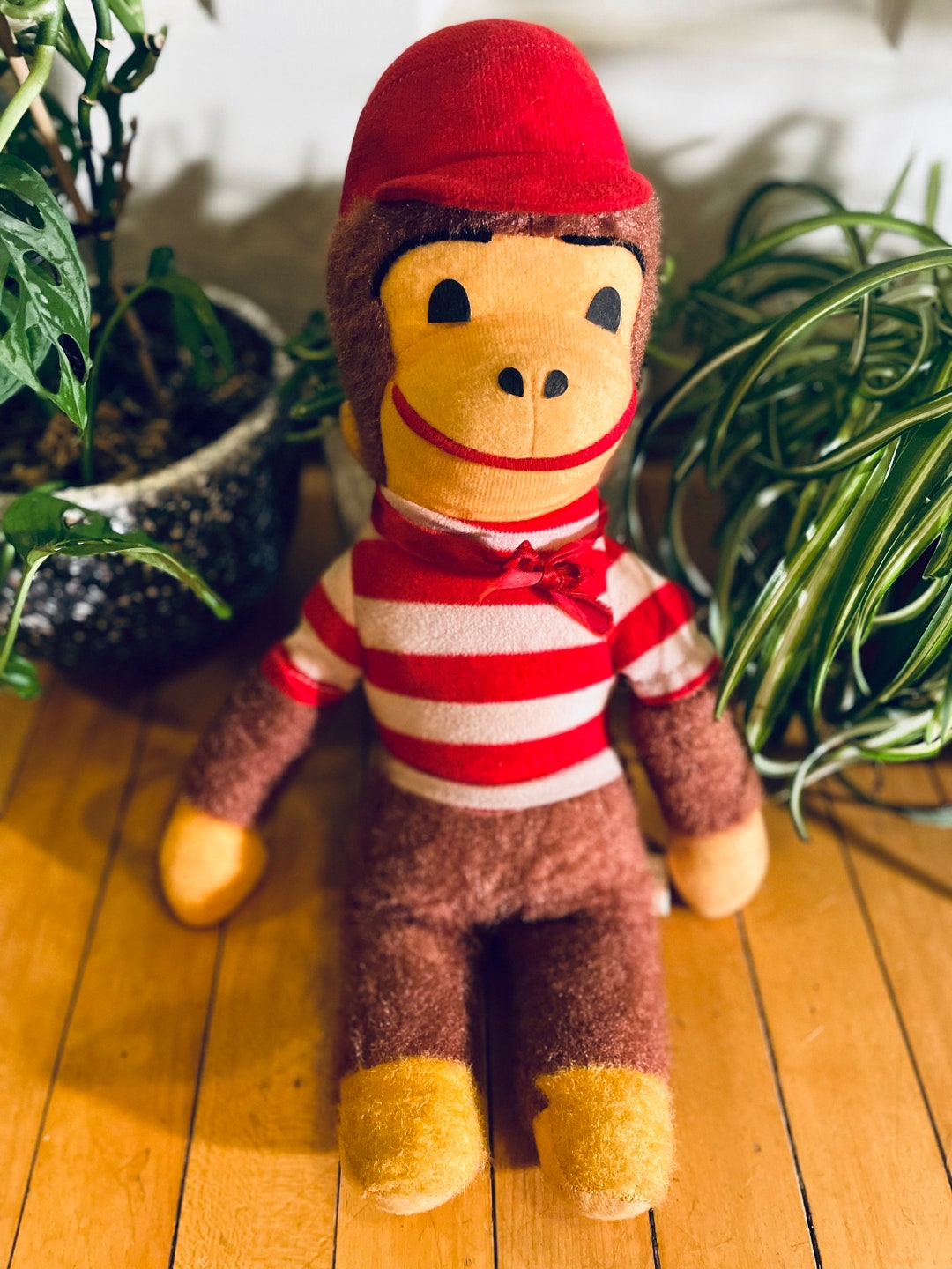 Vintage 60s Plush Curious George Toy - Vintage Stuffed Animal Monkey ...