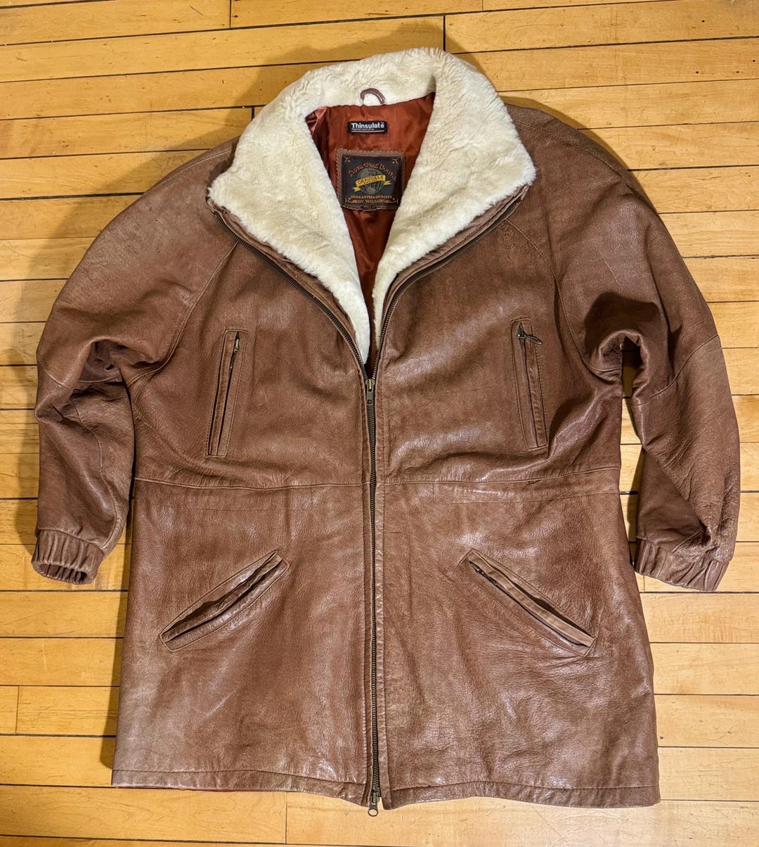 Vintage 90s 1990s Adventure Bound Wilsons Leather Medium Length Real ...
