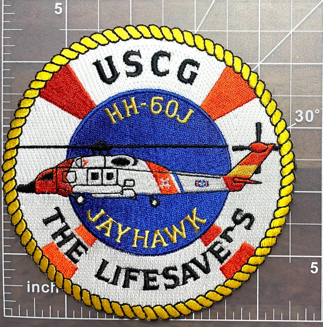 Vintage 90s USCG US Coast Guard Jayhawks Helicopter Sew on Patch Rare ...