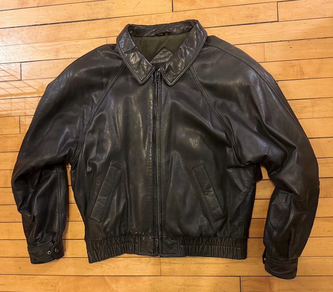 Vintage 90s 1990s MARC New York Genuine Soft Boxy Leather Bomber Jacket ...