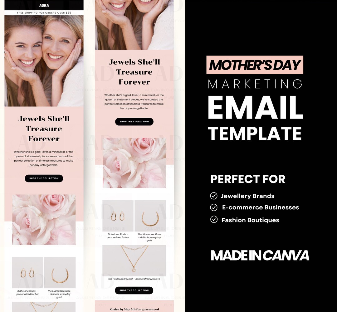 Mother's Day Gift Guide Email Template, Canva Editable Email Template ...