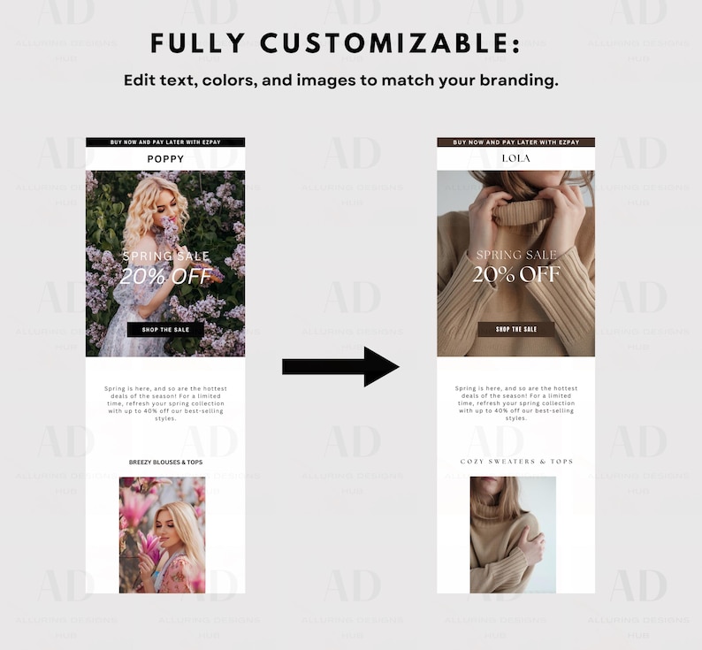 Ecommerce Canva Email Templates Editable Fashion Marketing Email Small ...
