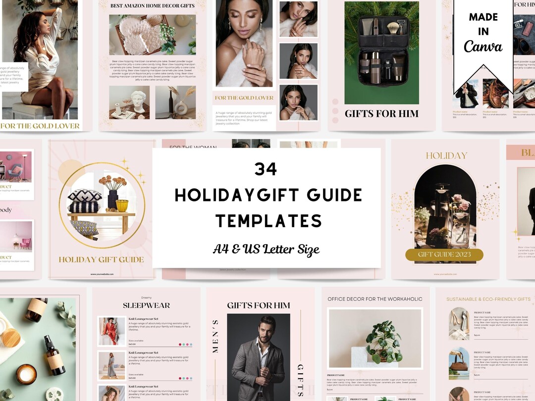 Holiday Gift Guide Templates Editable in Canva Gift Guide Catalogue ...