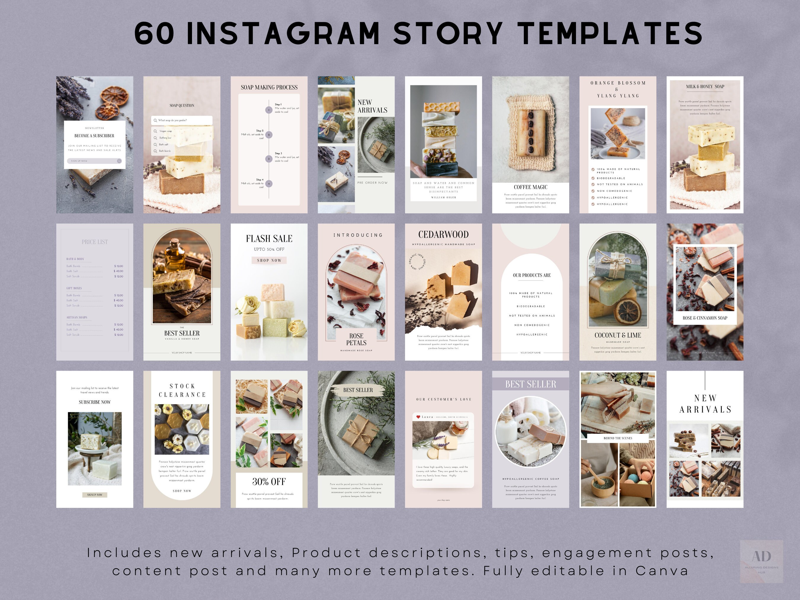 Instagram Templates Bundle for Handmade Soap Business Soap Instagram ...