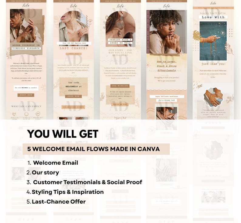 Jewelry Welcome Email Template, Boho Fashion, Canva (digital Download ...
