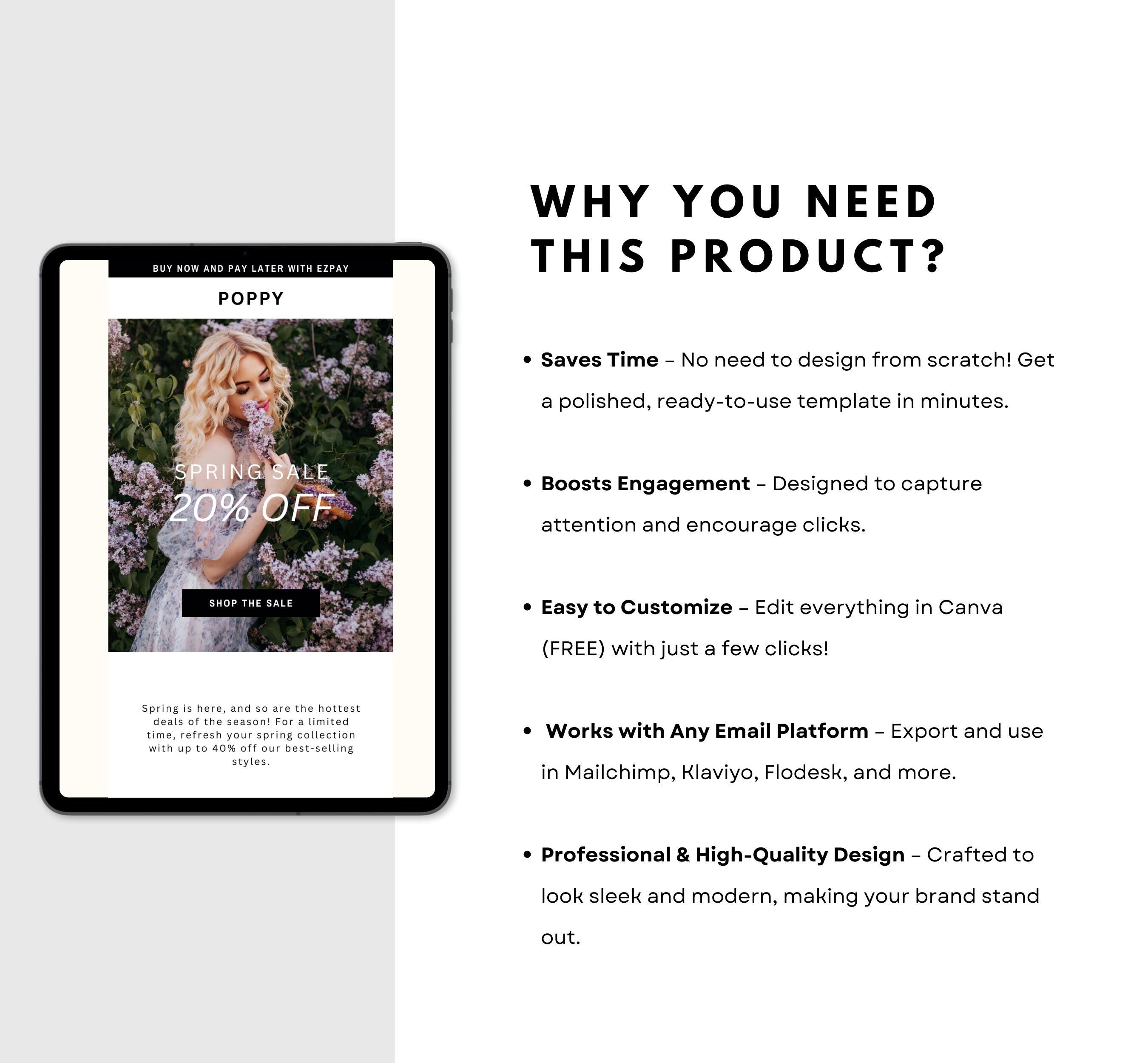 Ecommerce Canva Email Templates Editable Fashion Marketing Email Small ...