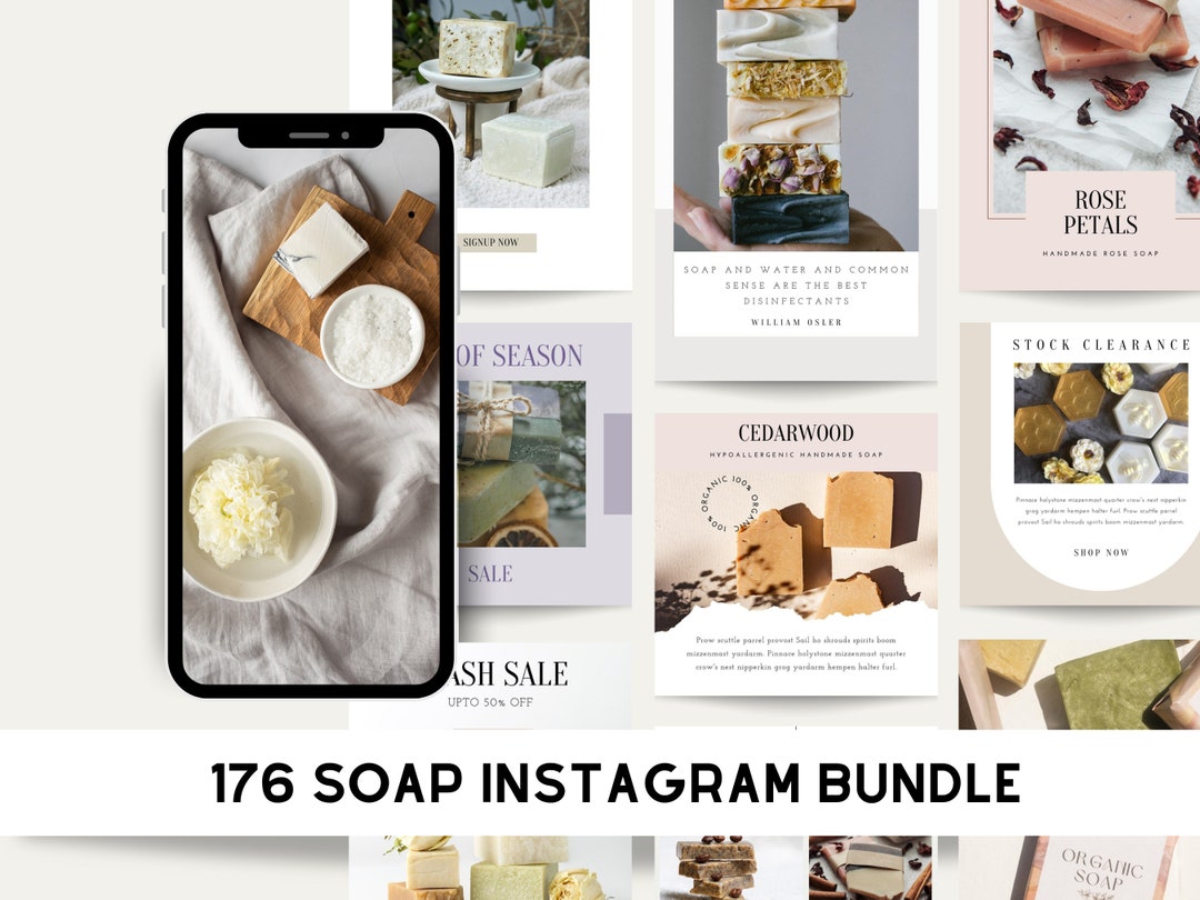 Instagram Templates Bundle for Handmade Soap Business Soap Instagram ...