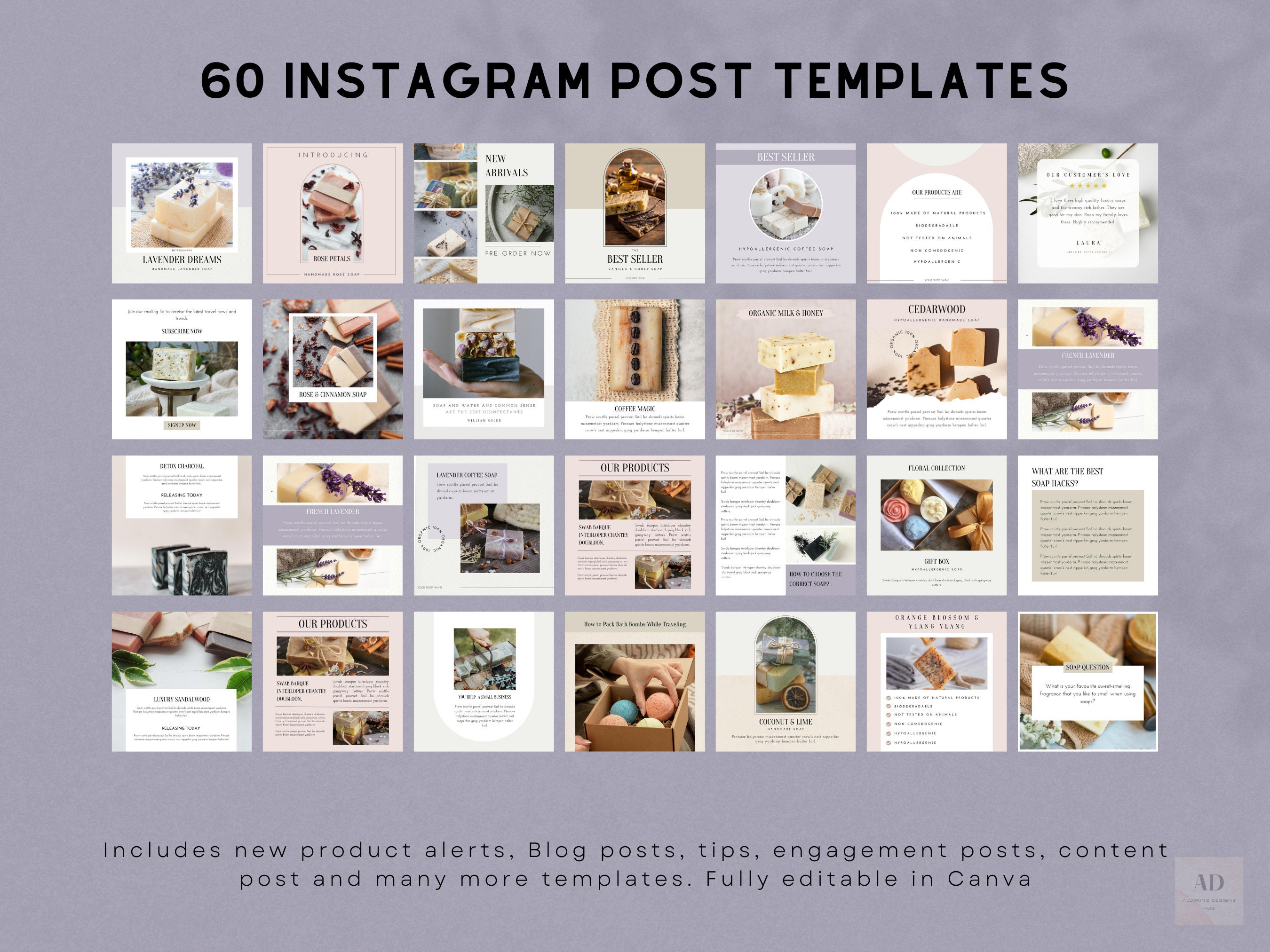 Instagram Templates Bundle for Handmade Soap Business Soap Instagram ...