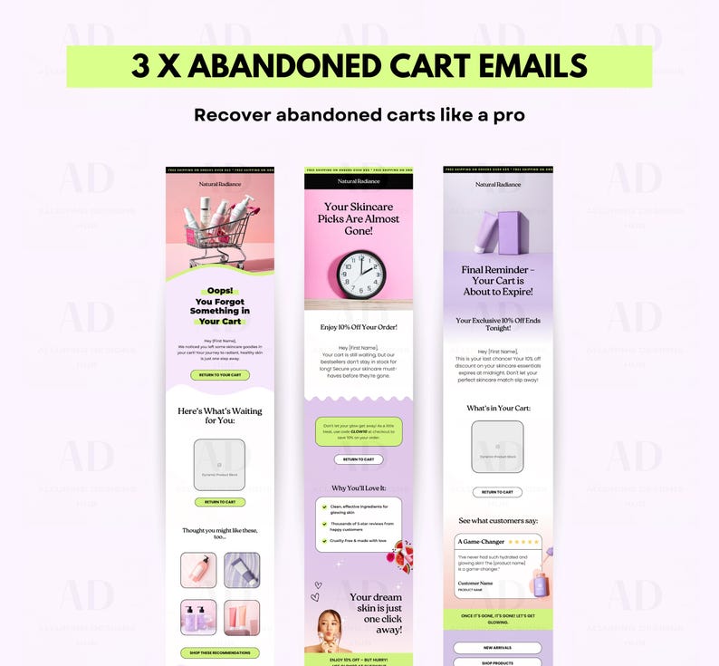 Email Marketing Template Canva, Editable Beauty Welcome, Browse Abandonment, Abandoned Cart ...
