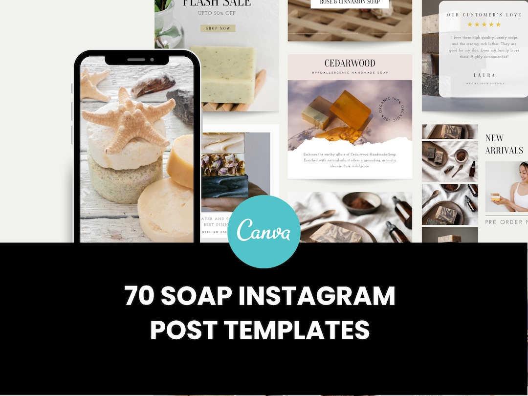 Instagram Post Templates for Hand Made Soap Business | Soap Instagram ...