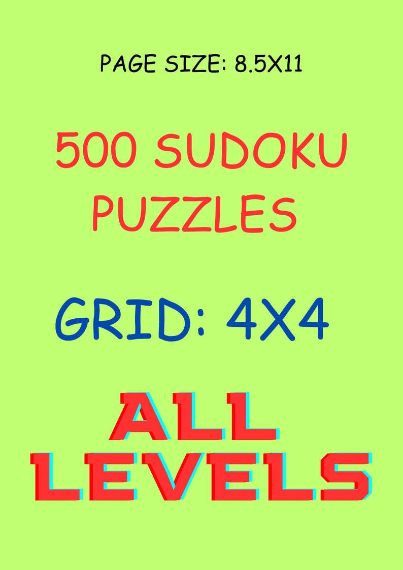 500 Sudoku Puzzles (4X4) All Levels - Etsy