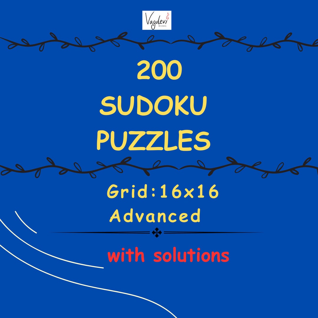 200 Sudoku Puzzles (16X16 Grid, Advanced Level) With Solutions - Etsy