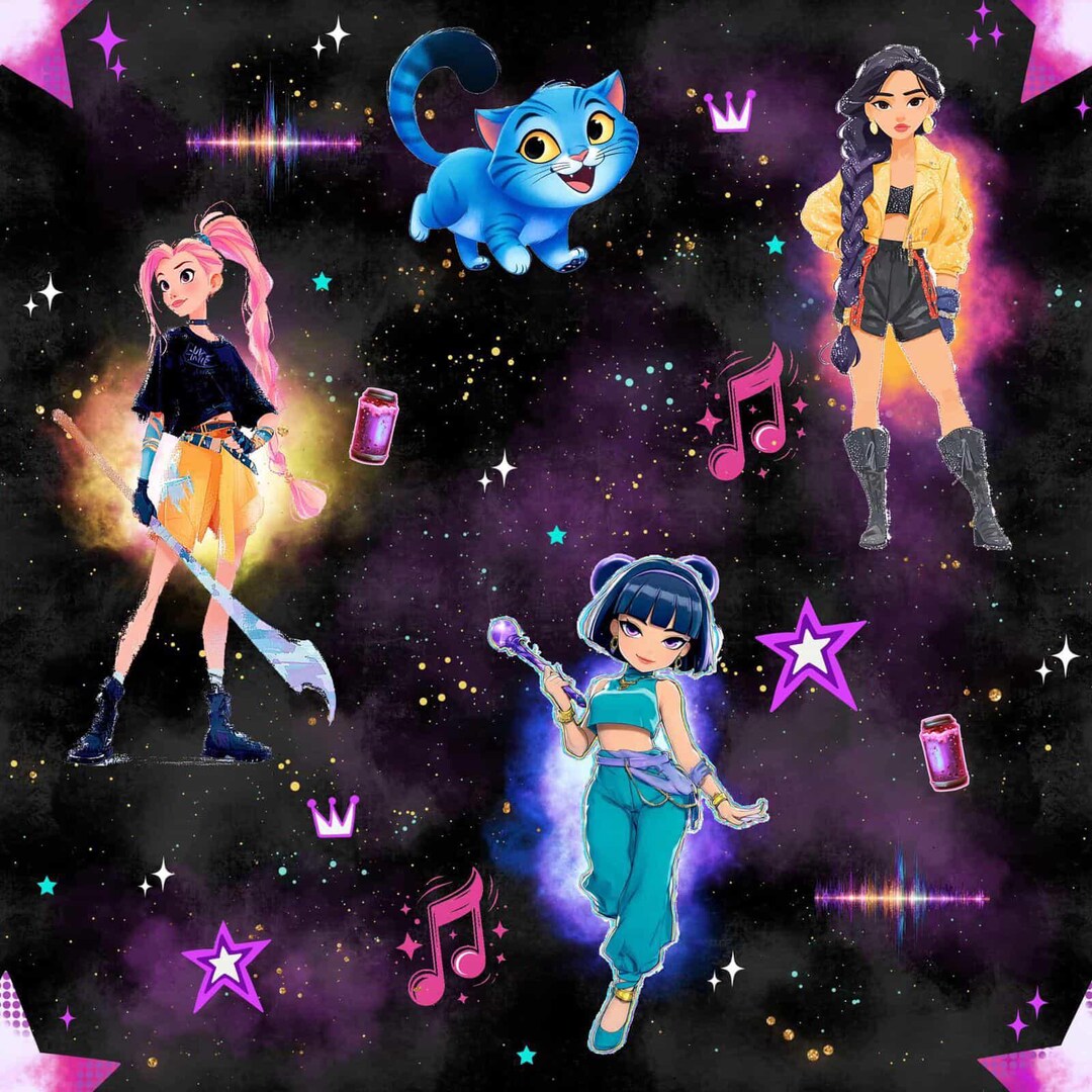 Jersey Stoff Kinder | French Terry Meterware – „Magic Girls“ Neon ...