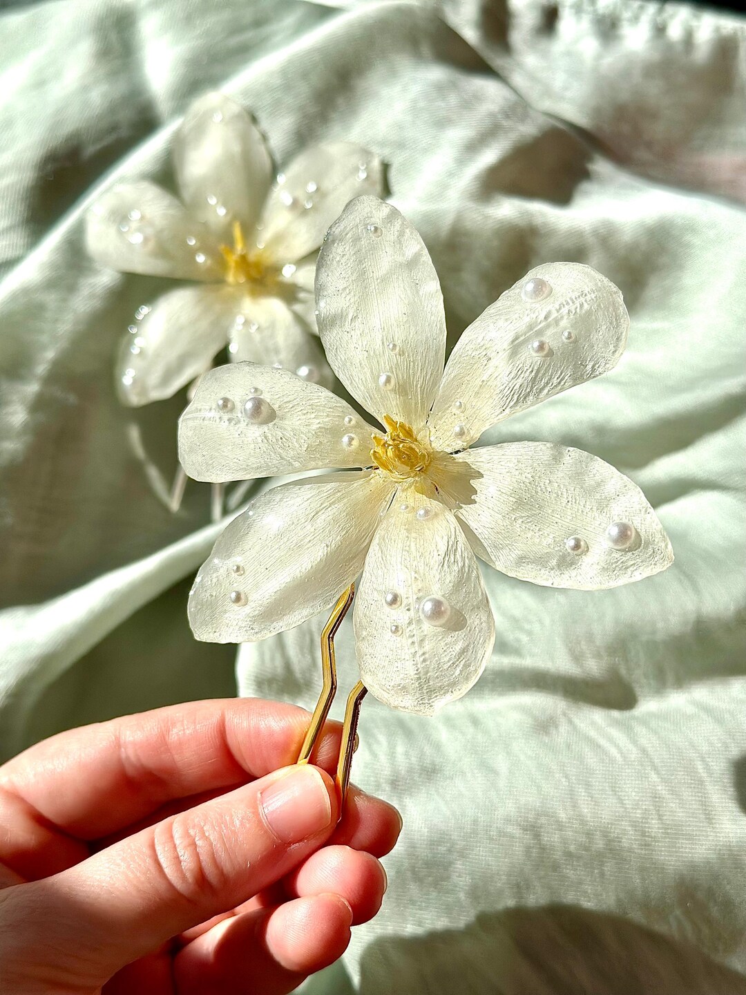 Real Handmade White Tulip Hair Pin, Real White Tulip Bridal Hair Pin ...
