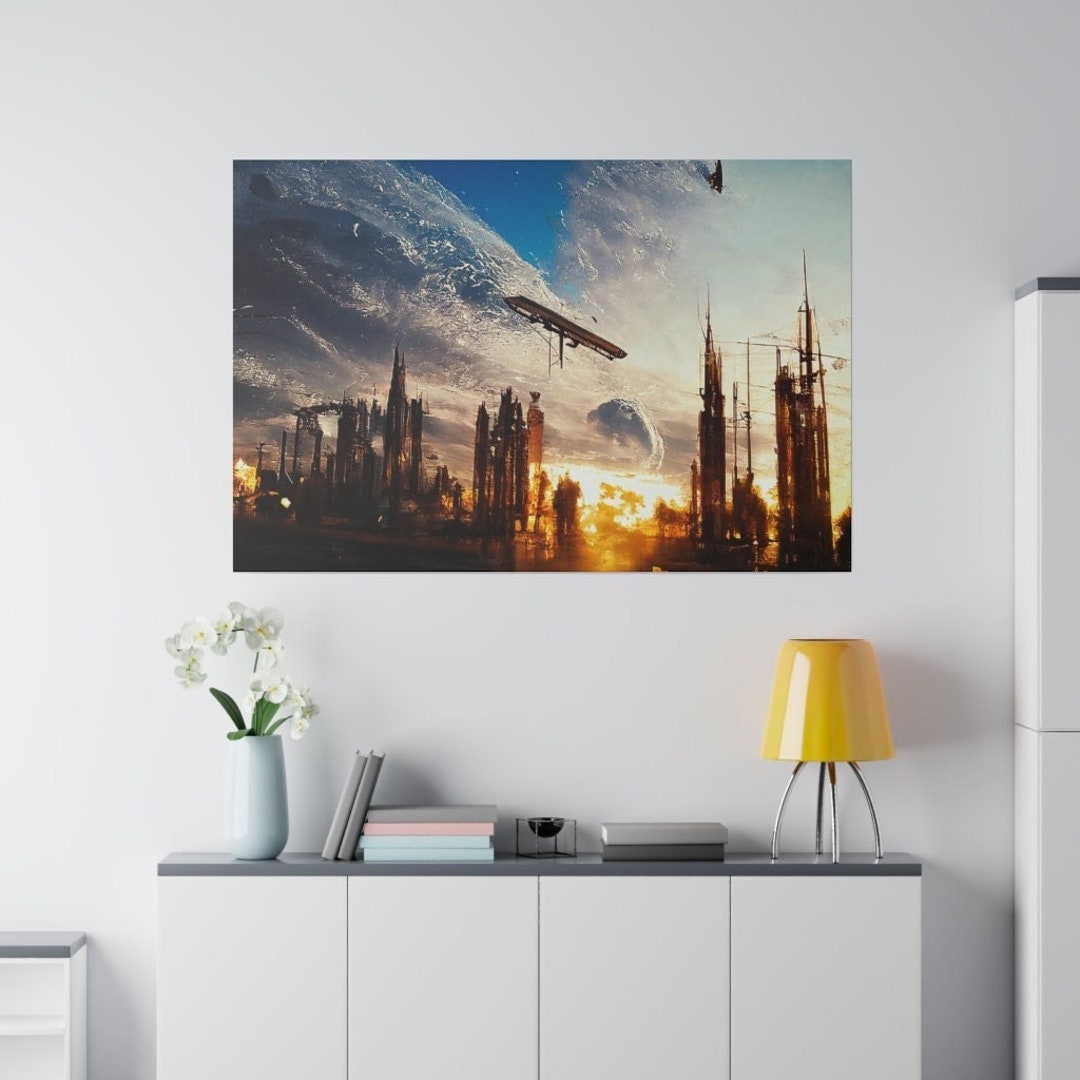 Wall Art Wall City of the Future Decor Room Decoration Canvas Wall Art ...