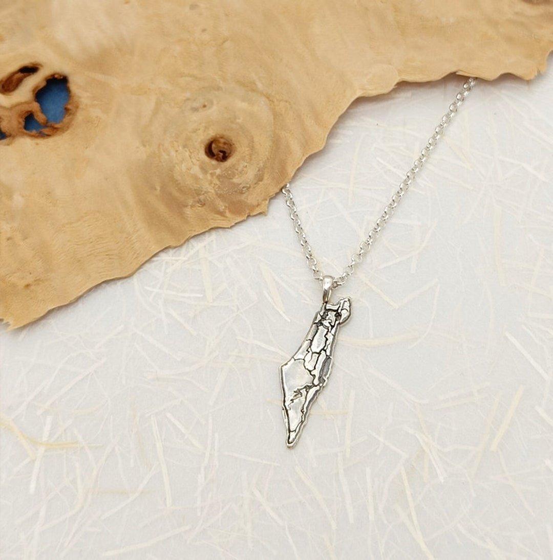 Stand With Israel - Unique Handcrafted Silver Land of Israel Pendant Necklace, Support Israel ...