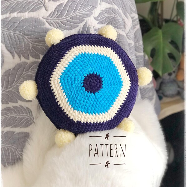 Crochet Evil Eye Pillow - Etsy