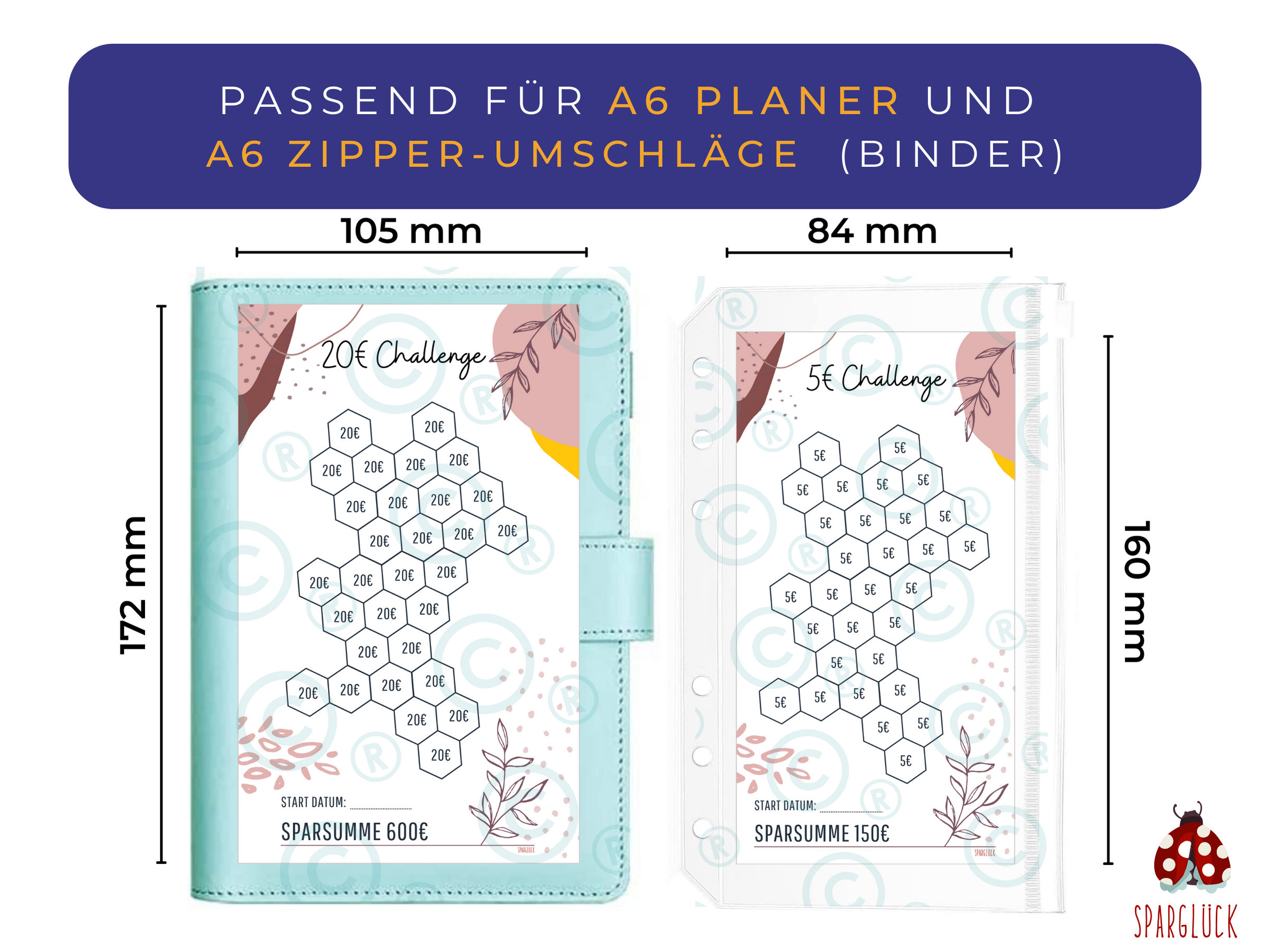 Spar Challenge SET als PDF Download 3x Sparchallenge A6 zum Ausdrucken ...