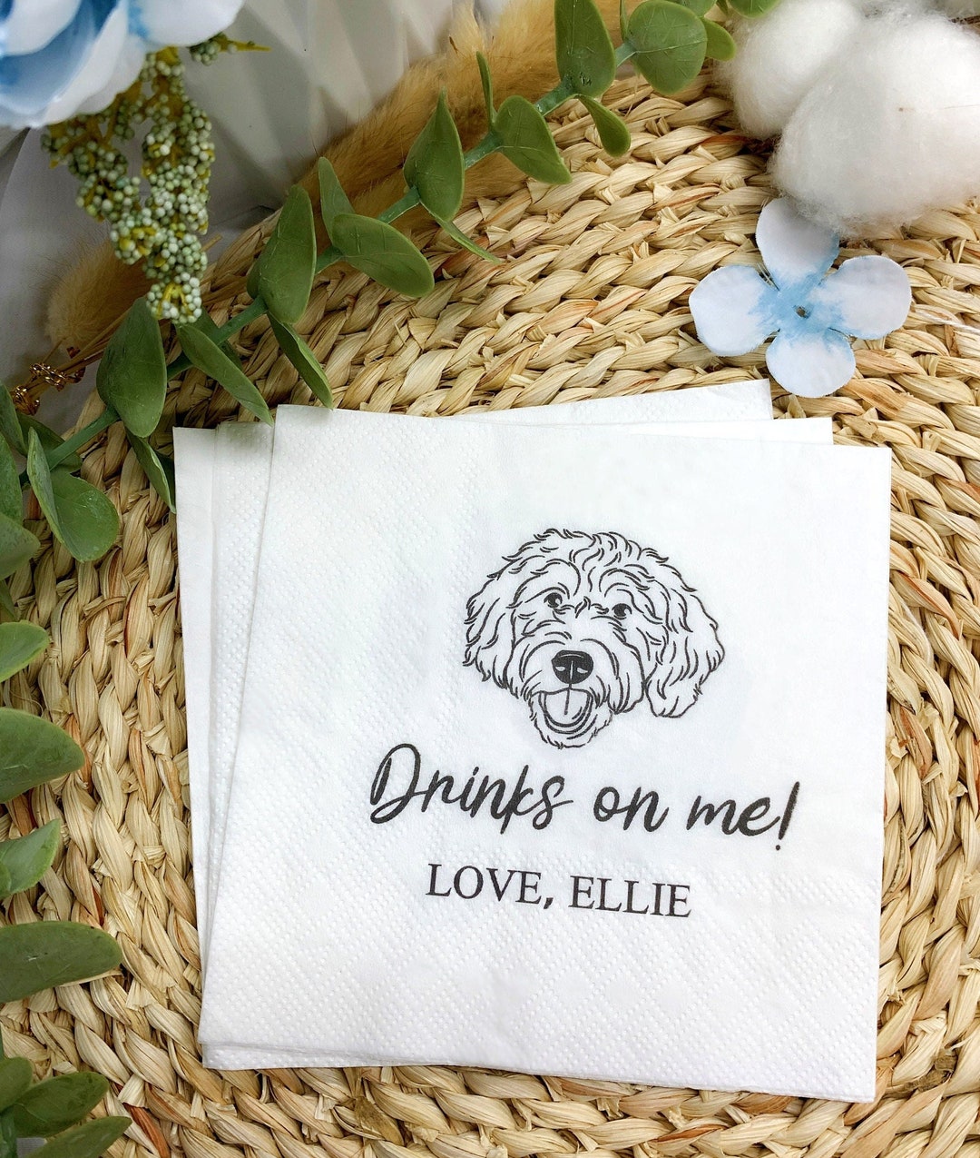 Custom Dog Cocktail Napkins, Custom Wedding Napkins, Customized Pet ...