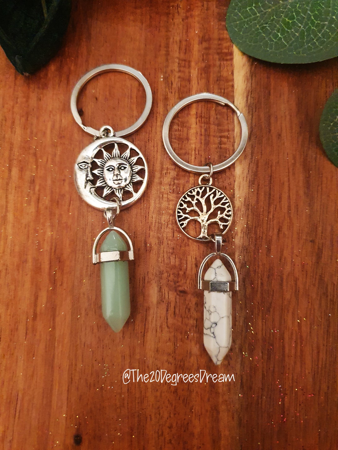 Crystal Pilar Keyring Tree of Life Celestial Sun Gift Key Chain Healing ...